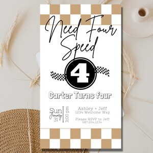 Need Four Speed Invitation, Editable Need 4 Speed Birthday Invitation ...