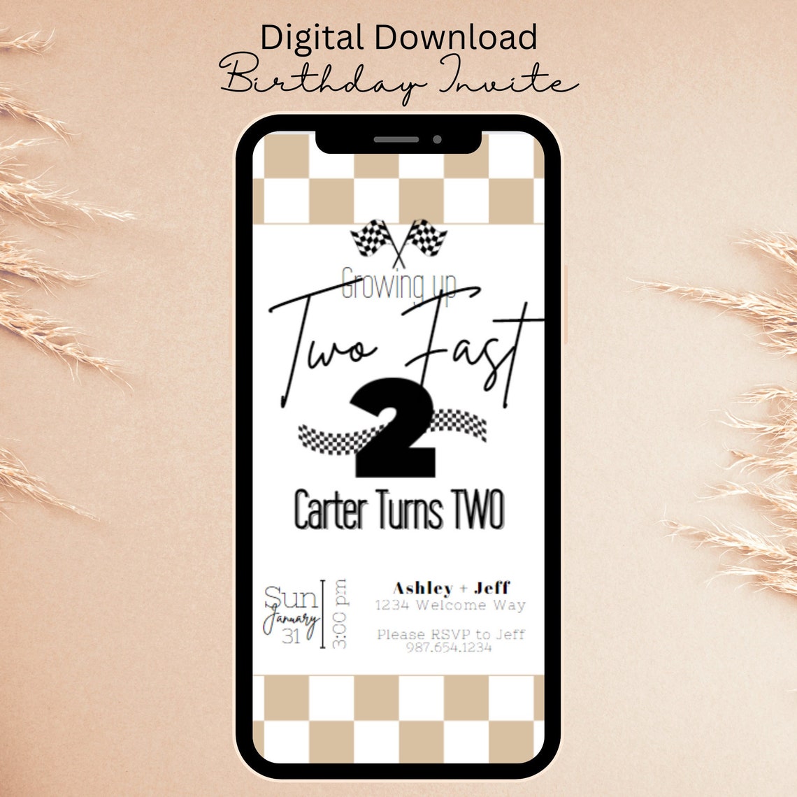 Two Fast Invitation Editable Two Fast Birthday Invitation - Etsy