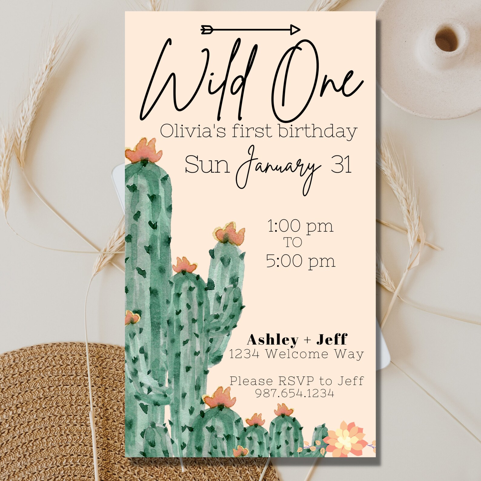 Wild One Birthday Girl Invitation, Wild One Digital Invitation, Party ...