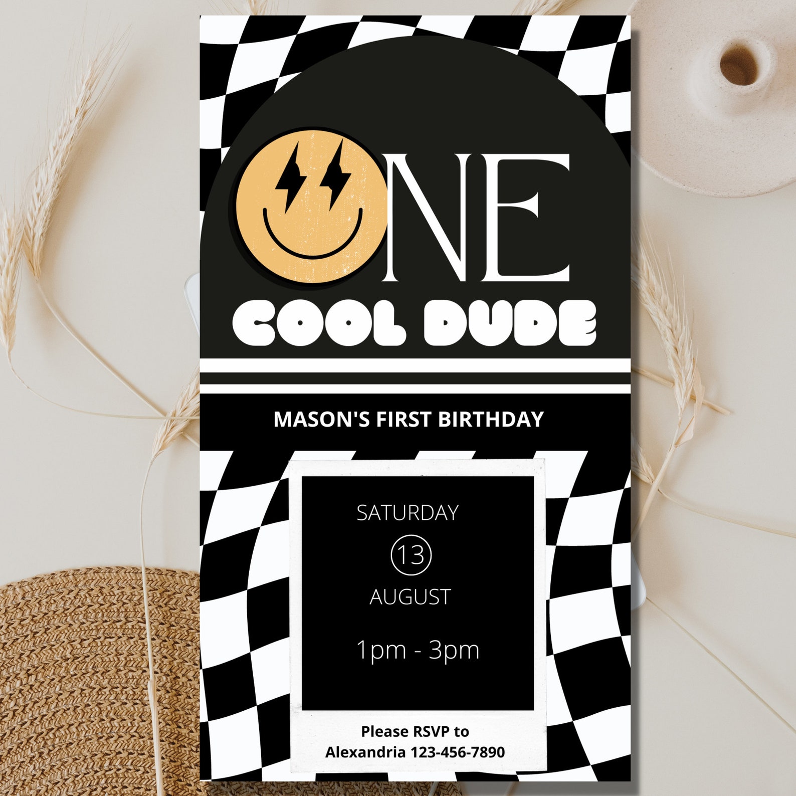 One Cool Dude Invitation, First Birthday, Cool Invites, Instant ...
