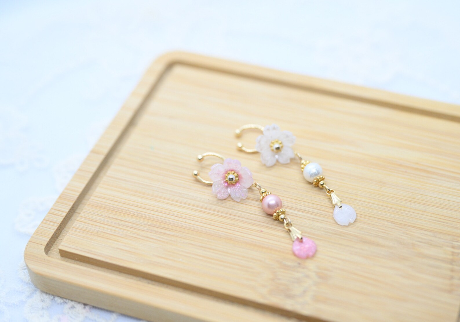 White Sakura Pearl Petal Ear Cuff - Etsy