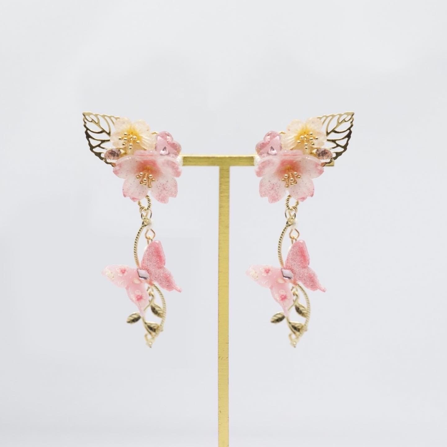 2 Ways Sakura Butterfly Pink Earrings - Etsy