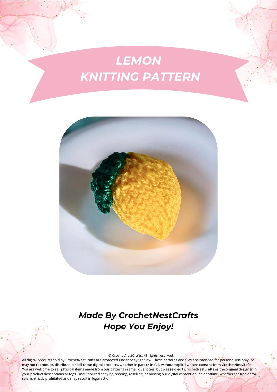 Mini Lemon Knitting Pattern - Knitted Food Toy, Beginner-friendly Lemon ...