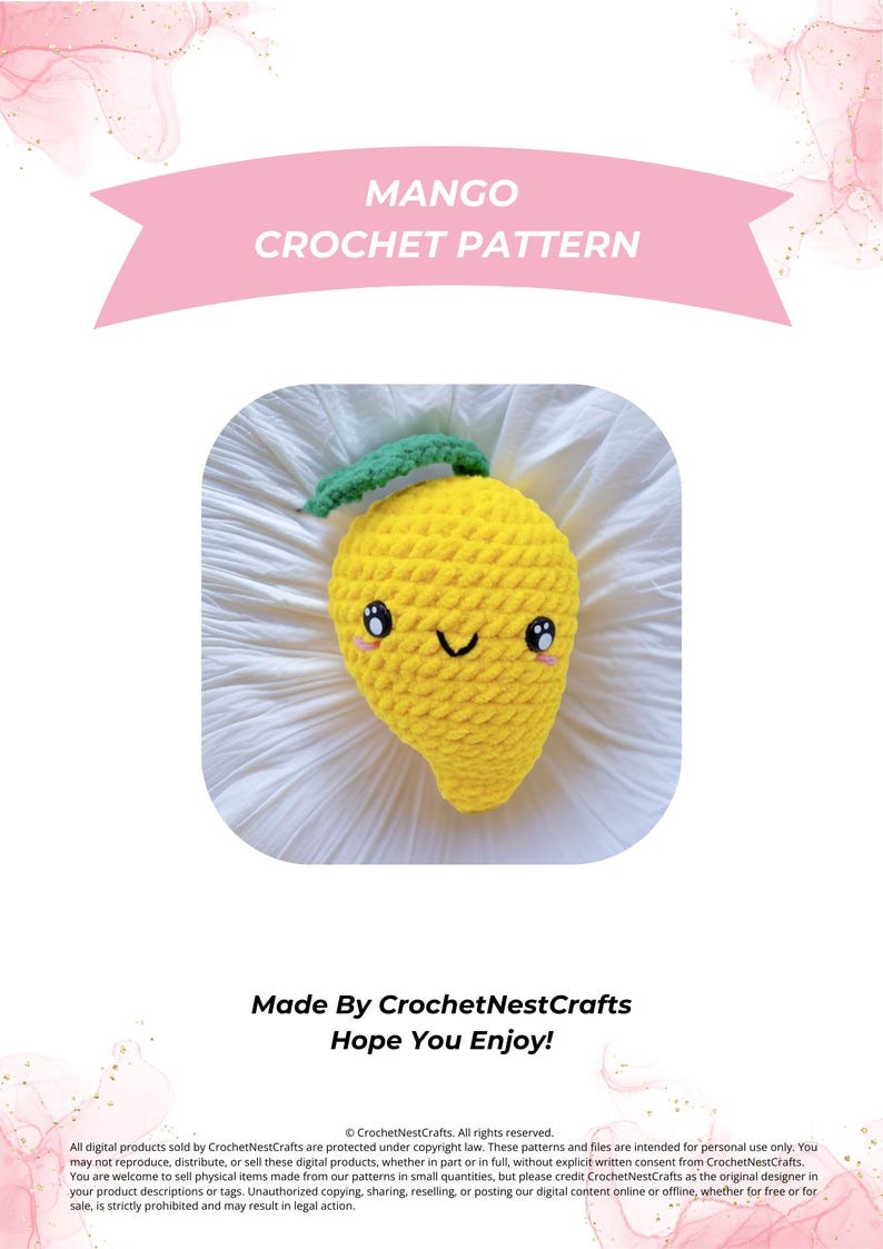 Low Sew Mango Crochet Pattern - Amigurumi Fruit, Play Food Crochet ...