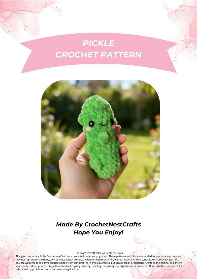 Pickle Crochet Pattern - Play Food Crochet Pattern, Amigurumi Pattern ...