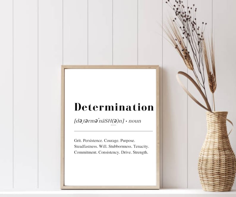 Determination Definition Print, Minimalist Wall Art (digital Download ...