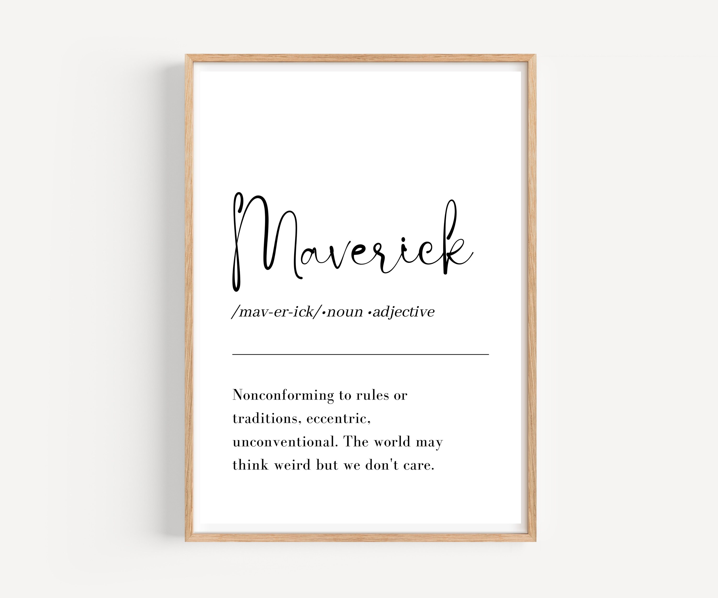 Maverick Definition Print Wall Art, Printable Wall Art, Living Room ...