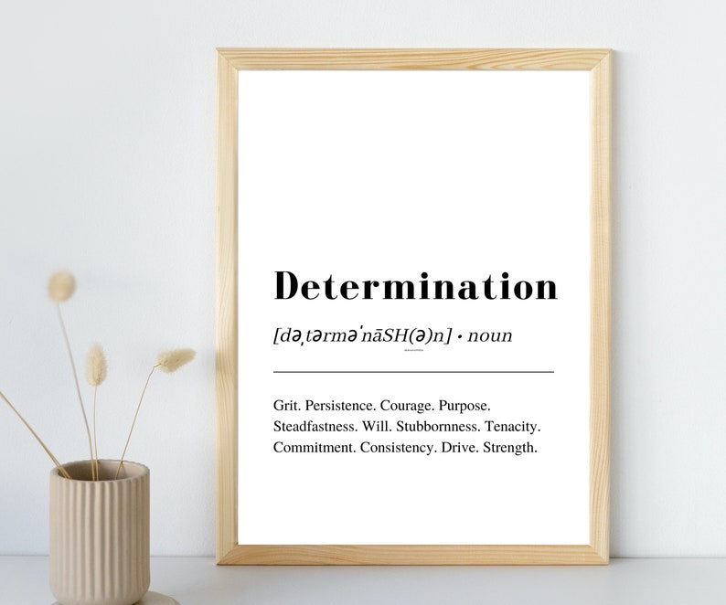 Determination Definition Print, Minimalist Wall Art (digital Download ...