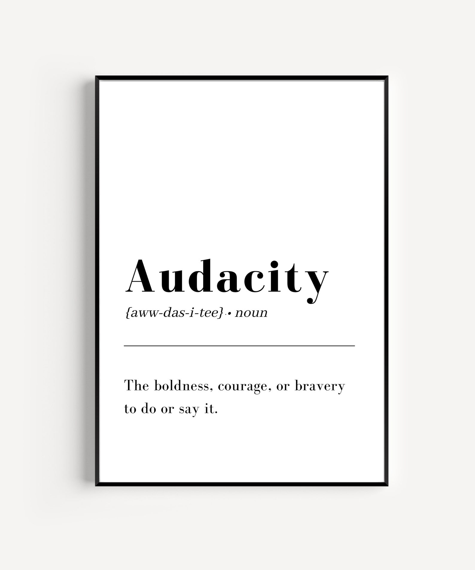 Audacity Definition Print Wall Art, Printable Wall Art, Living Room ...