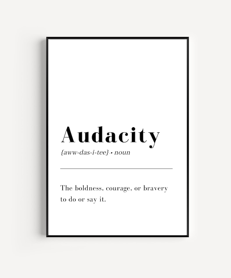 Audacity Definition Print Wall Art, Printable Wall Art, Living Room ...