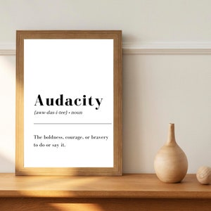 Audacity Definition Print Wall Art, Printable Wall Art, Living Room ...