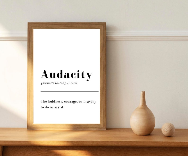 Audacity Definition Print Wall Art, Printable Wall Art, Living Room ...