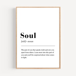 Soul Definition Print Wall Art, Print Wall Art, Living Room Wall Art ...
