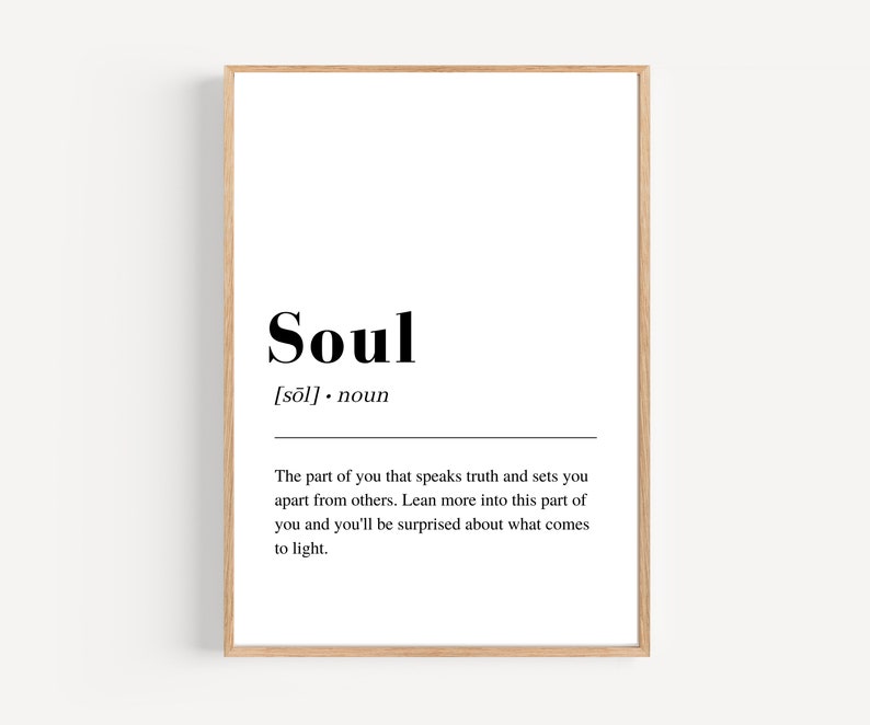 Soul Definition Print Wall Art, Print Wall Art, Living Room Wall Art ...