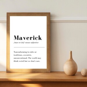 Maverick Definition Print Wall Art, Printable Wall Art, Living Room ...
