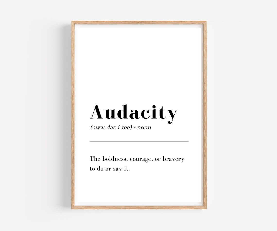 Audacity Definition Print Wall Art, Printable Wall Art, Living Room ...