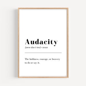 Audacity Definition Print Wall Art, Printable Wall Art, Living Room ...
