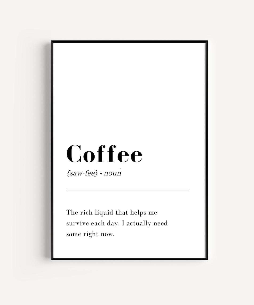 Coffee Definition Print Wall Art, Printable Wall Art, Living Room Wall ...