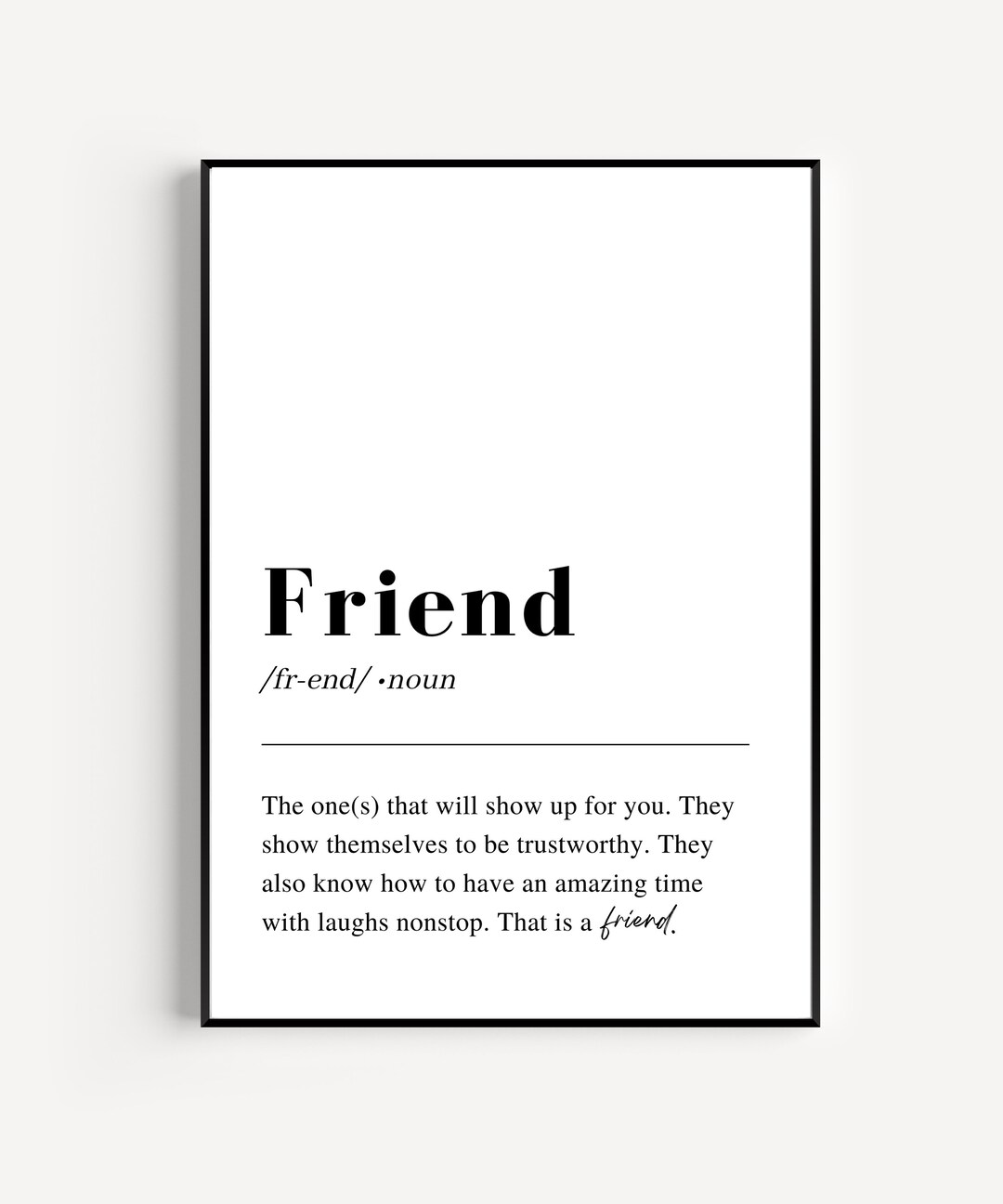 Friend Definition Print Wall Art, Printable Wall Art, Living Room Wall ...