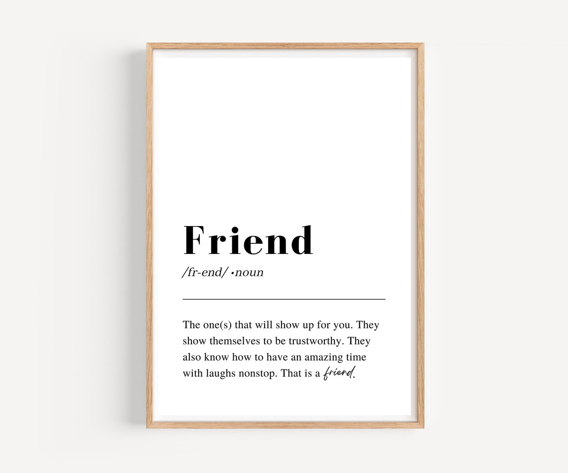 Friend Definition Print Wall Art, Printable Wall Art, Living Room Wall ...