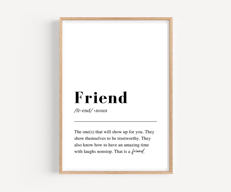 Friend Definition Print Wall Art, Printable Wall Art, Living Room Wall ...