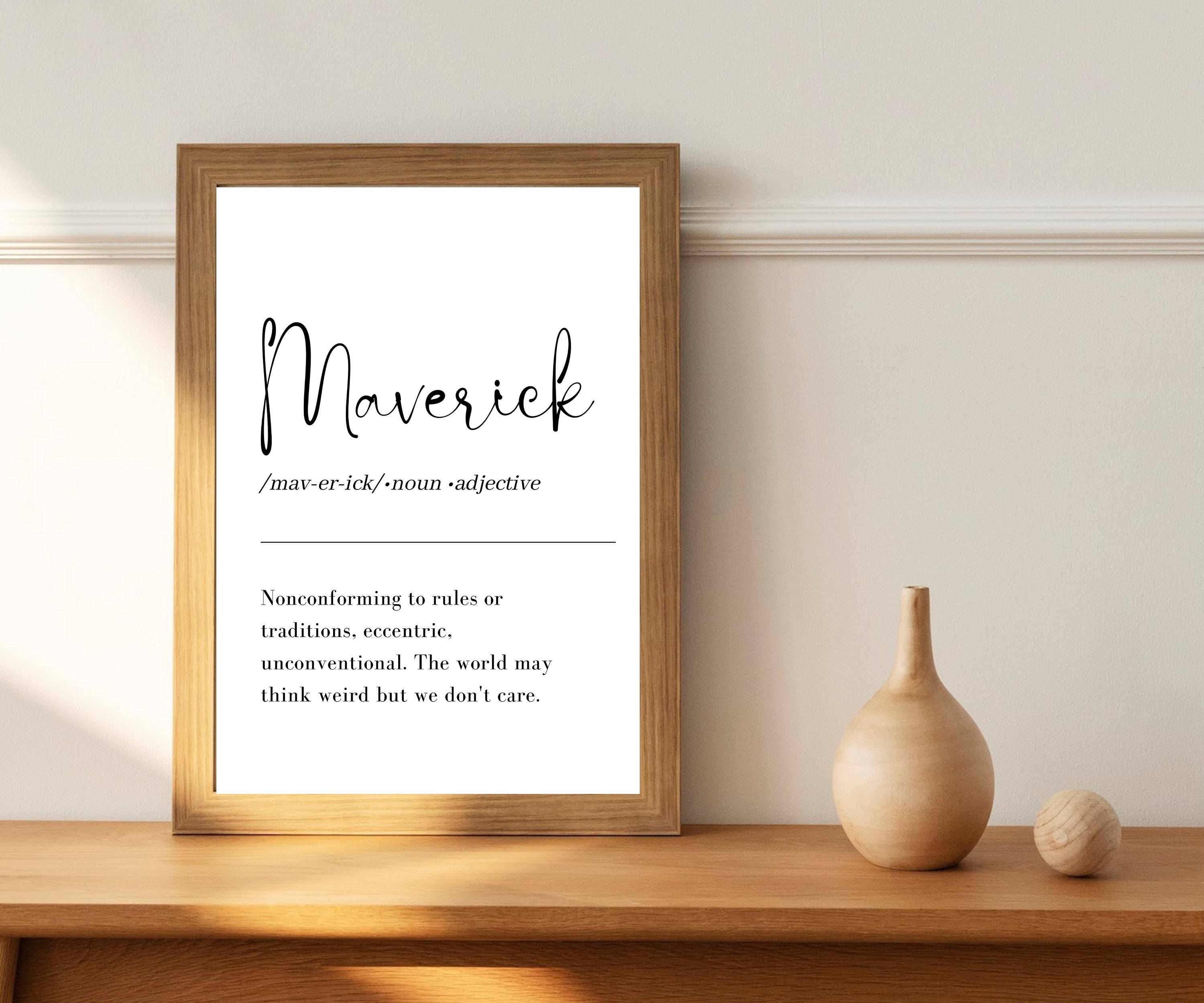 Maverick Definition Print Wall Art, Printable Wall Art, Living Room ...