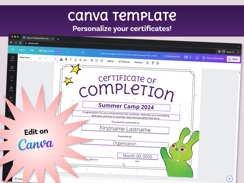 Positive Behavior Award Certificates (editable on PDF and Canva ...