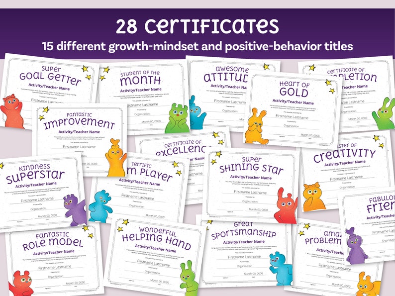 Positive Behavior Award Certificates (editable on PDF and Canva ...