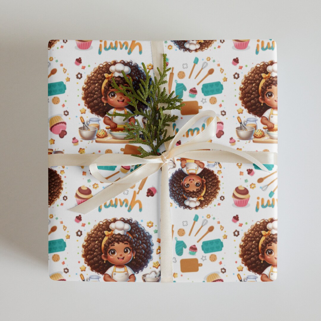 Black Girl Chef Wrapping Paper: Kids Birthday Gift Wrap (set of 3) - Etsy