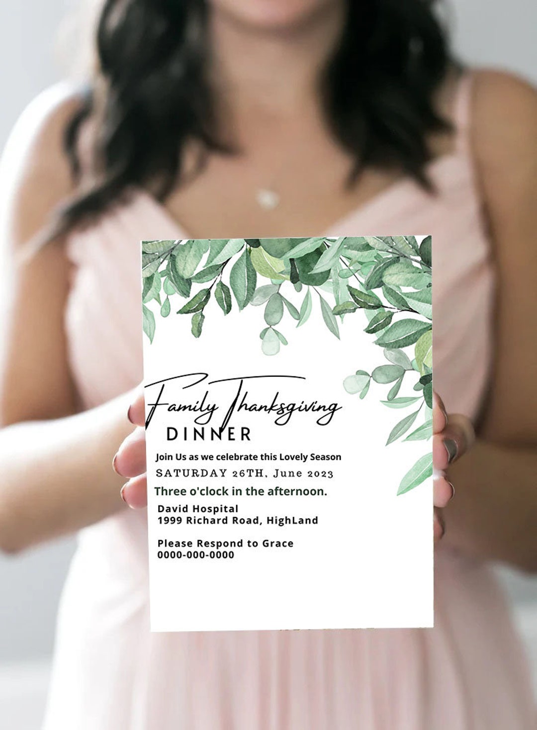 Thanksgiving Card Template Thanksgiving Dinner Party Printable ...