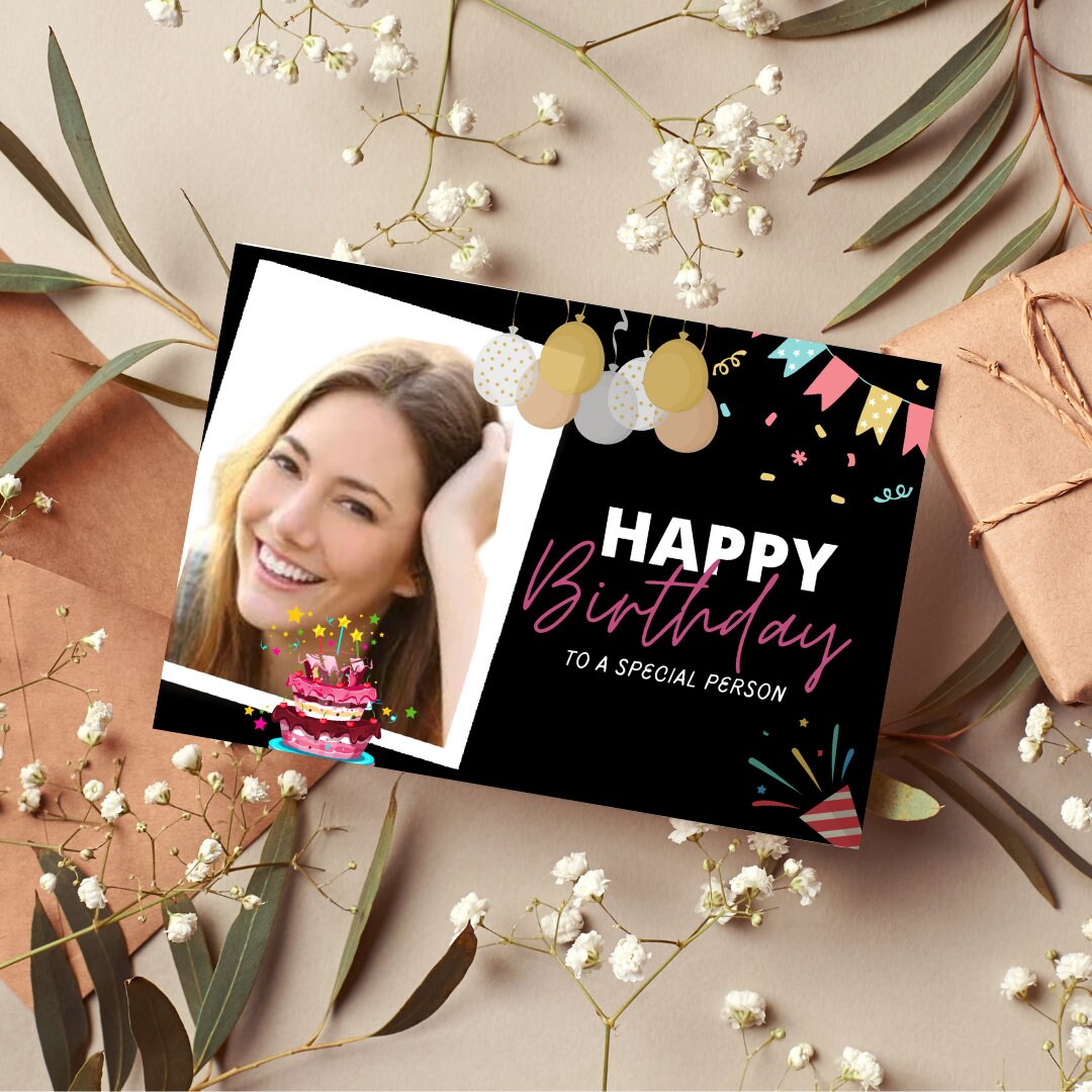 Pic Birthday Card, Printable Birthday Card, Greeting Card Template ...