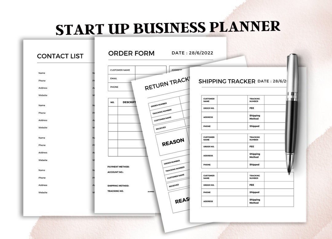 Printable Start up Planner, Printable Business Inserts, Business ...