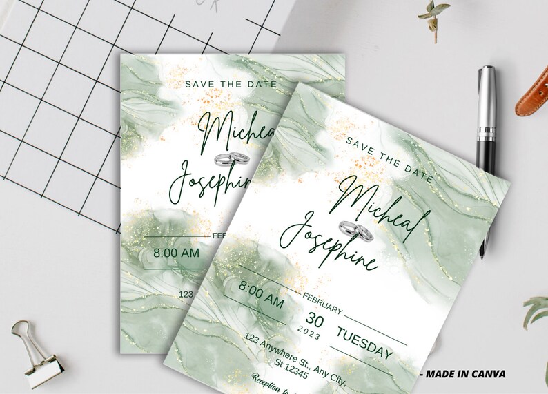 Sage Green Wedding Invitation Card.pdf, Minimalist Wedding Invitation ...