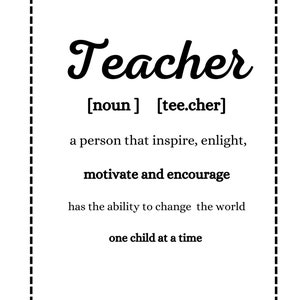Teacher Card, Teacher Poster, Gifts for Teacher, Minimalist Teacher's ...
