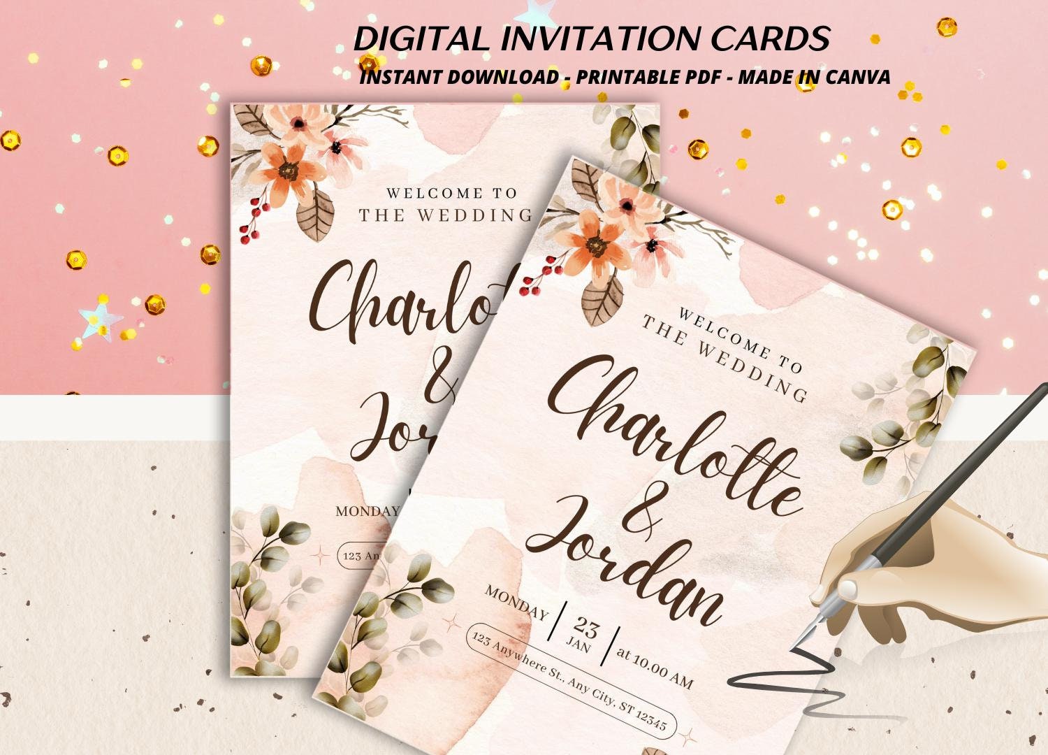 Beige Aesthetic Invitation Wedding Card.pdf, Minimalist Wedding ...