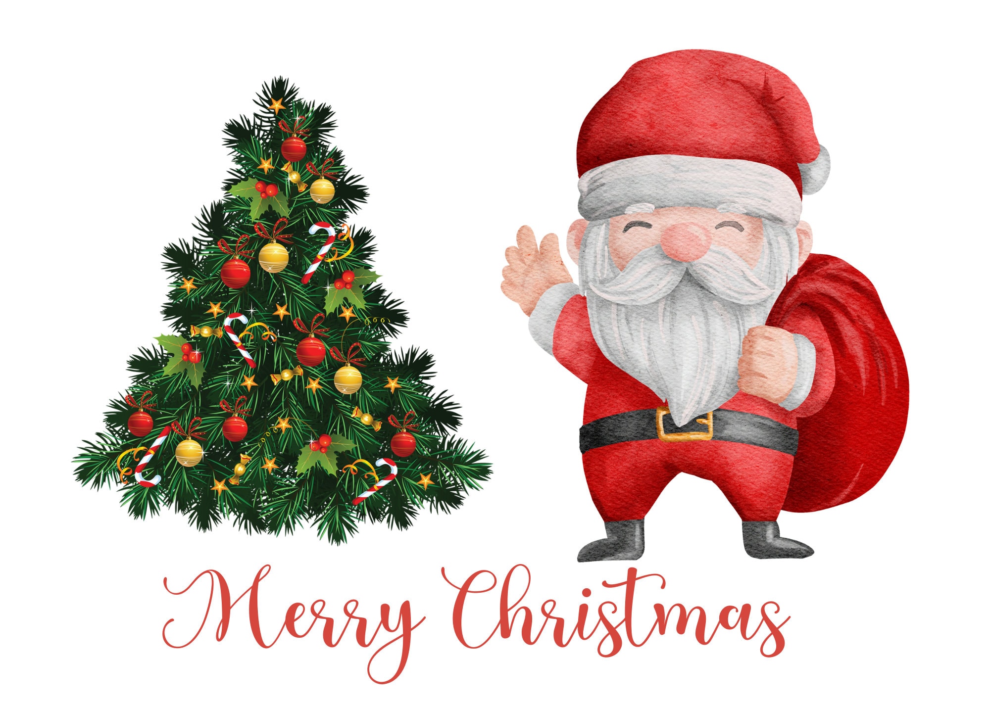 Printable Christmas Card, Printable Holiday Card, Santa Christmas Card ...