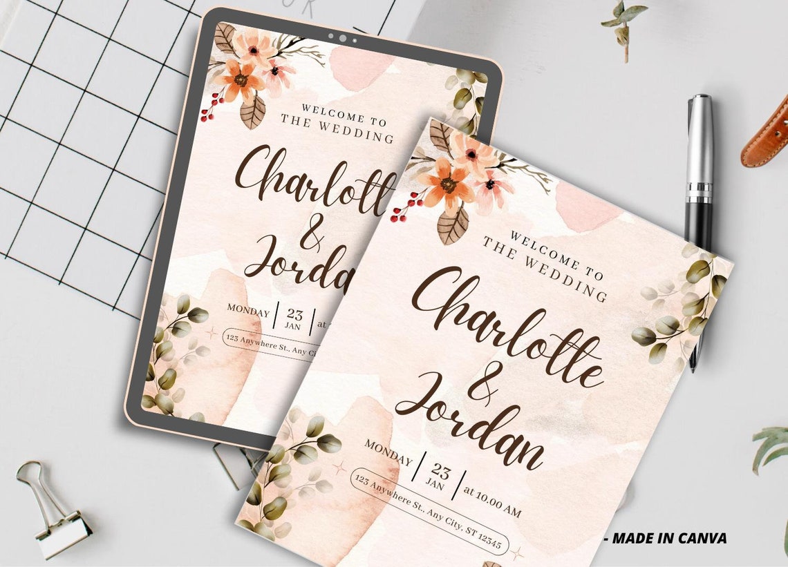 Beige Aesthetic Invitation Wedding Card.pdf, Minimalist Wedding ...