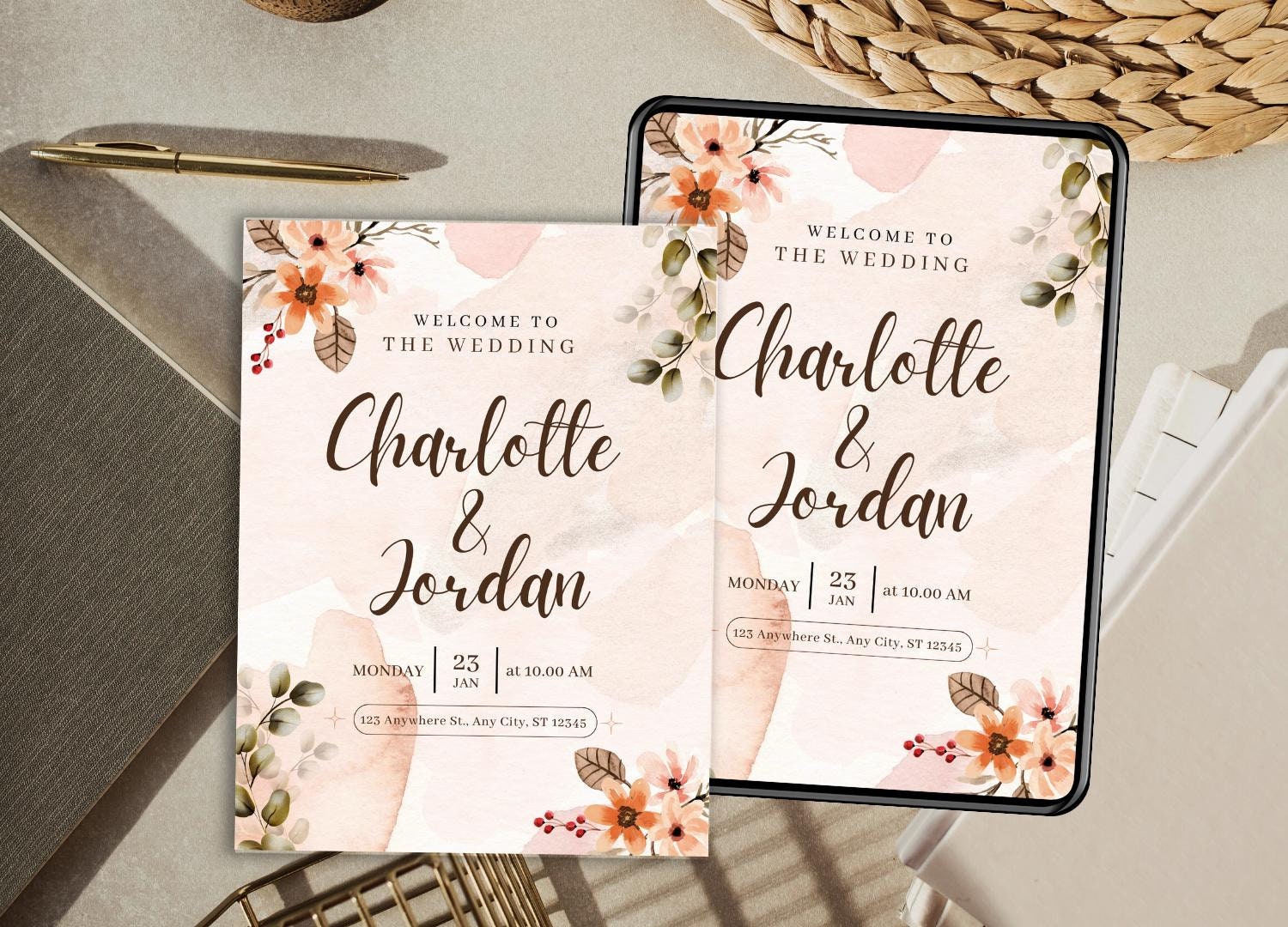 Beige Aesthetic Invitation Wedding Card.pdf, Minimalist Wedding ...