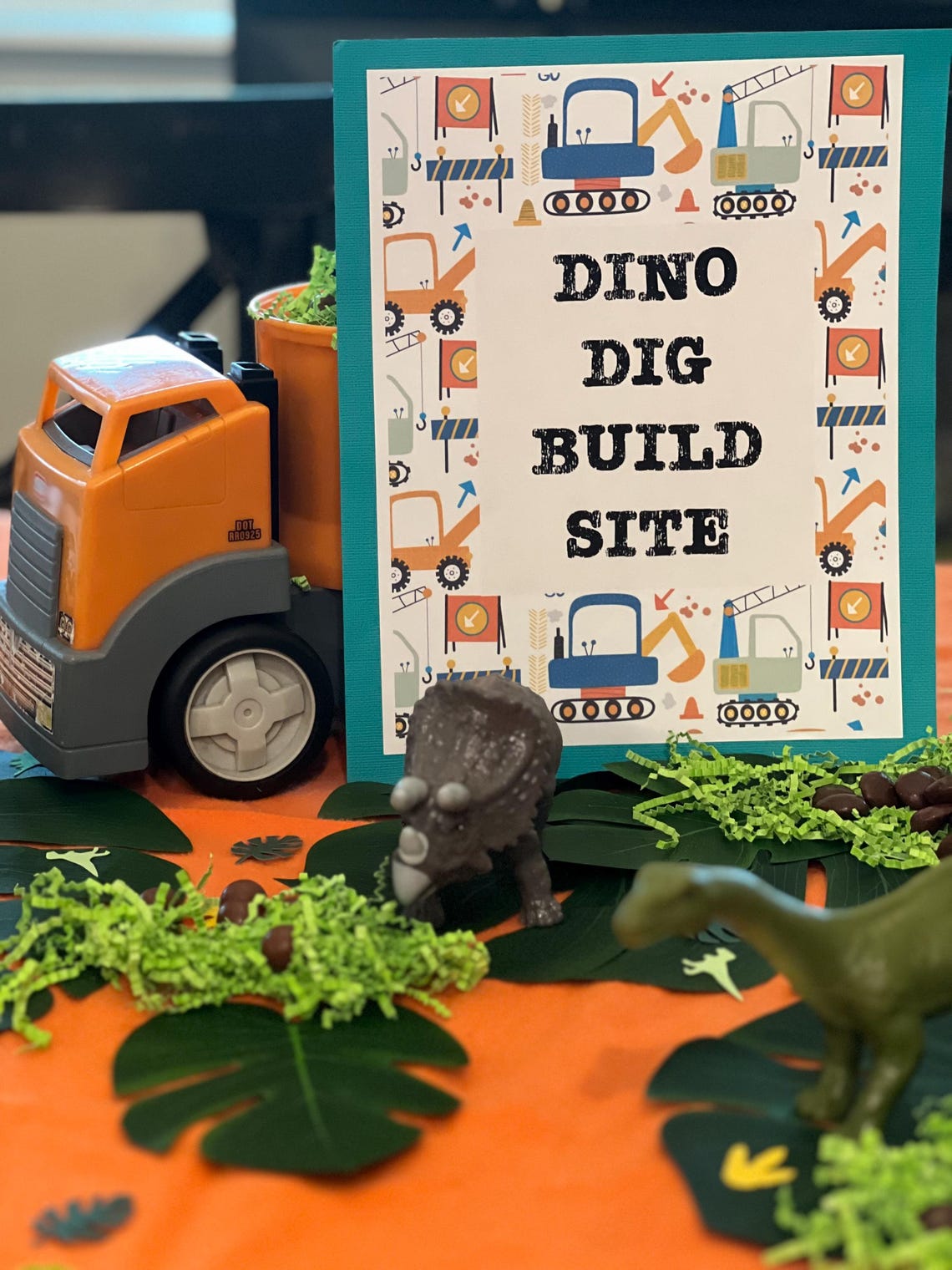 Dino Dig Construction Party Signs, Two Kiddo Favorites in One Party ...