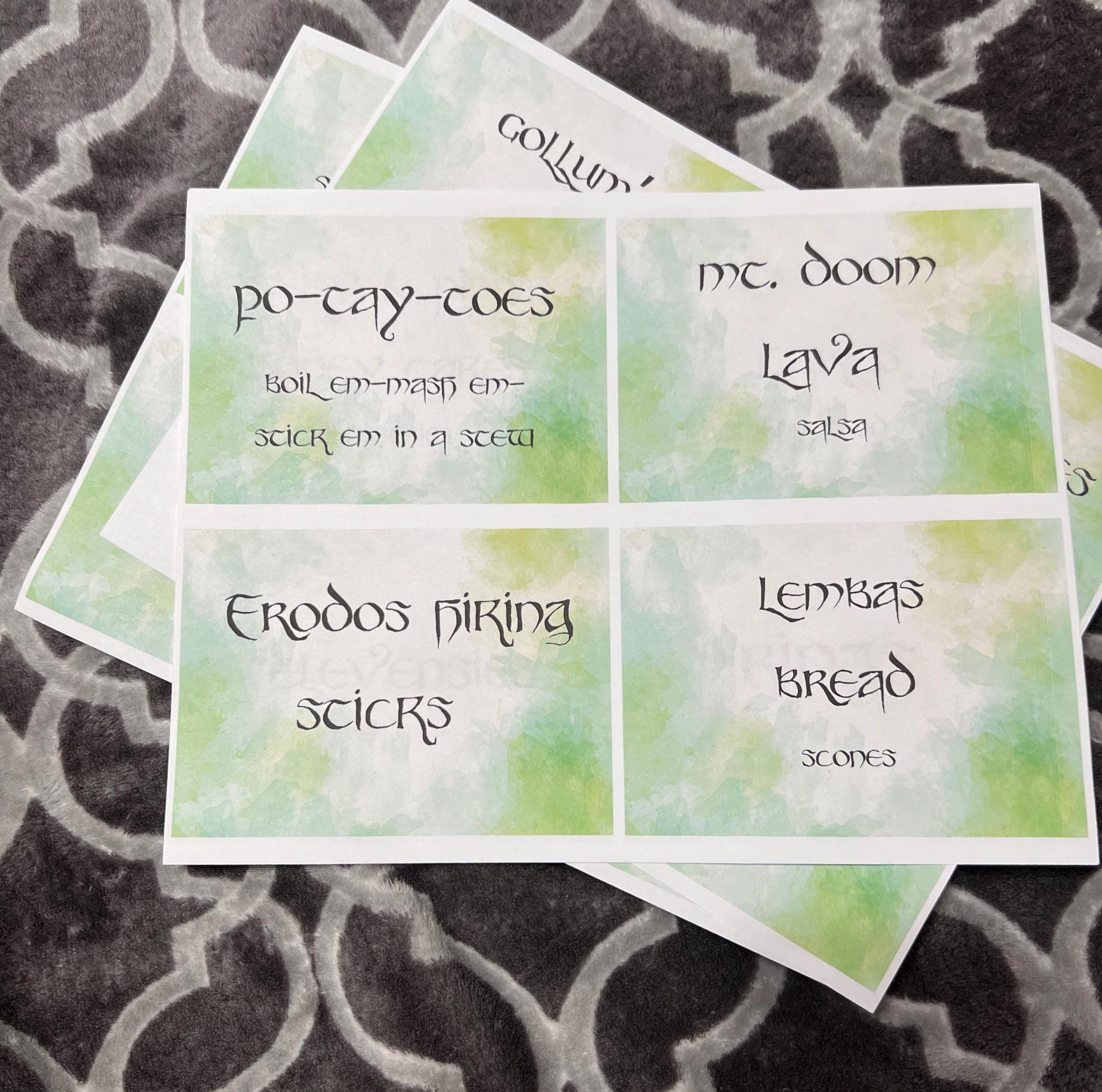 Hobbit-themed Baby Shower Food Table Cards, Set of 15, Gender-neutral ...