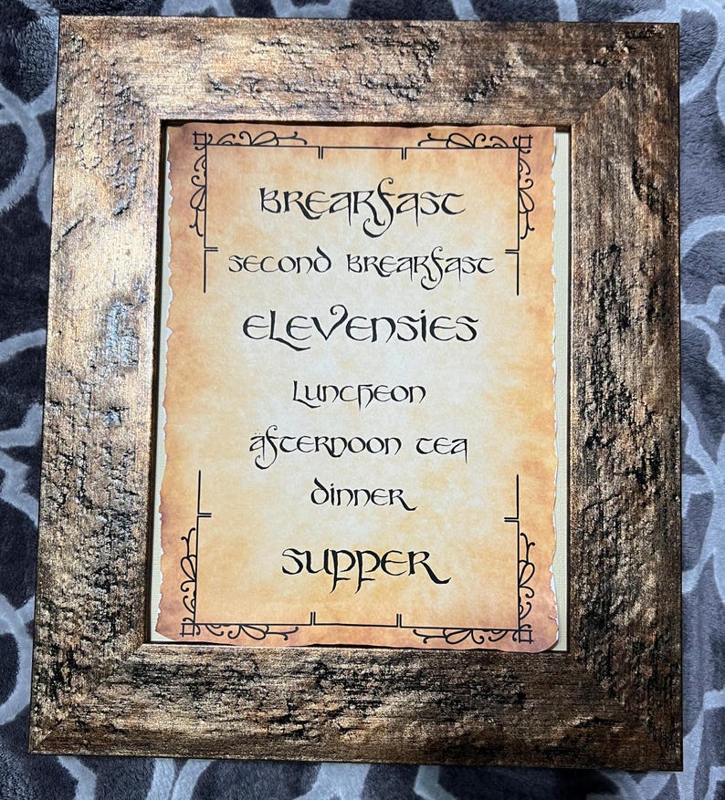 Hobbit Meals Menu, Hobbit Inspired Lettering, All Seven Meals, Hobbit ...
