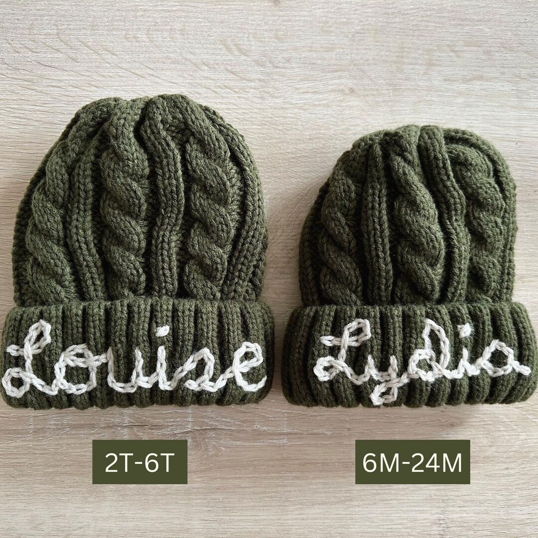 Personalized Hand Embroidered Name Winter Hat for Babies - Etsy