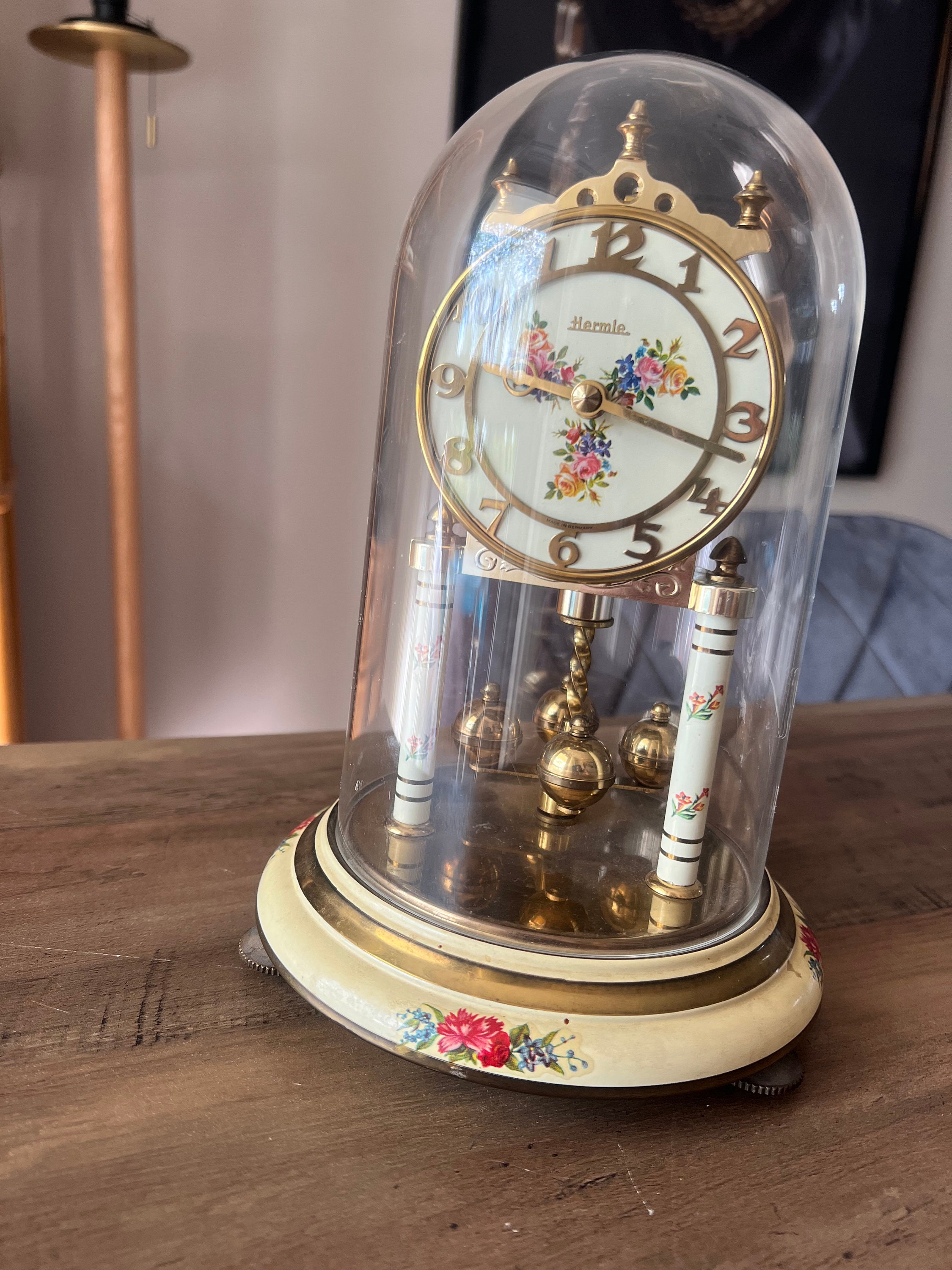 Hermle Table Clock Vintage Glass Dome Antique - Etsy