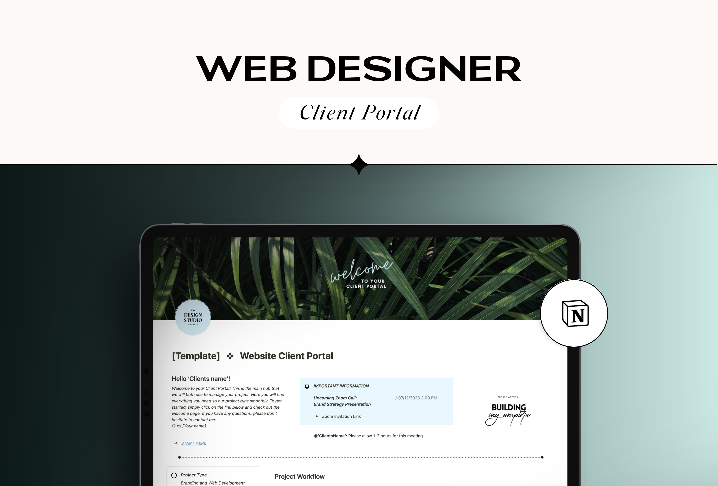 Notion Client Portal for Web Designer & Web Developer, Notion Template Business, Notion Client ...