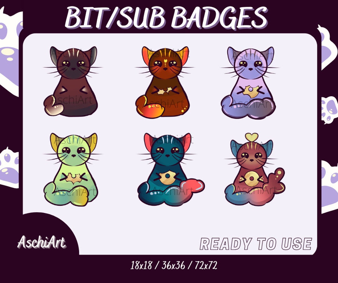 BIT/SUB BADGES Twitch for Streamers | Cute | Aestethic | Cat - Etsy
