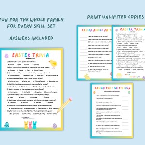 Easter Trivia Games Bundle of 4, Printable Easter Activities, Easter ...