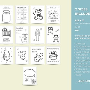 Baby Shower Kids Activity Book Printable, Baby Shower Games for ...