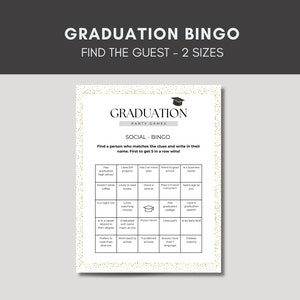 Graduation Bingo Game, Find the Guest Party Games, Graduation Printable ...