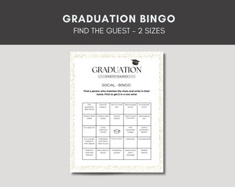Graduation Party Find the Guest Bingo, Find Someone Who Party Game ...