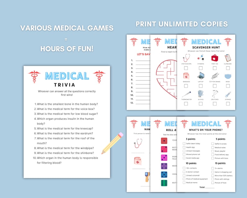 Medical Games Bundle: 20 Printable Doctor Nurse Activities (PDF) - Etsy